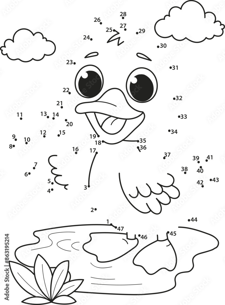 ПечатьConnect the dots. Chick. Coloring page outline of the cartoon ...