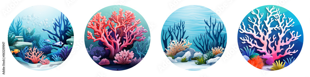 Coral Reefs clipart collection, symbol, logos, icons isolated on ...