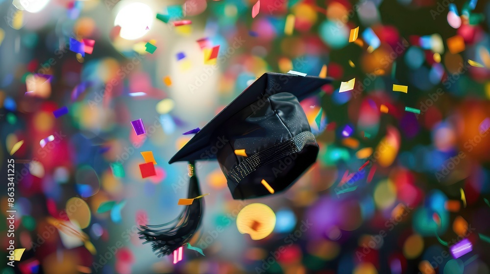 confetti background blur celebration Graduation cap education student ...