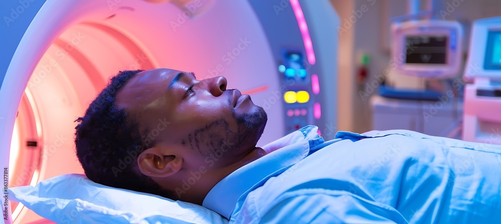 Patient undergoing an MRI scan for diagnosis fullscale data exploration ...