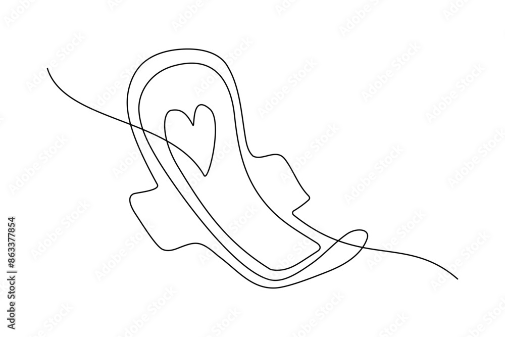 One continuous line drawing of sanitary napkin and pad. Menstruation ...