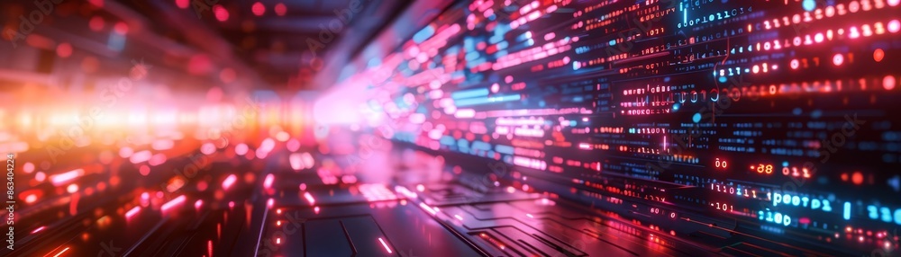 Cybersecurity breach, digital warning alert, encrypted data, futuristic interface, high detail ...