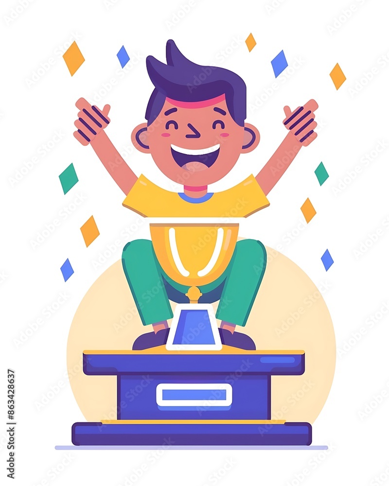 Extremely happy little contest winning boy celebration congratulations ...