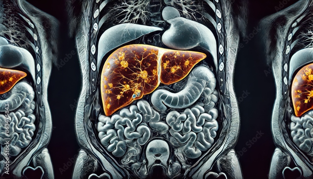 High-Resolution Medical Imaging Highlighting Liver in Transparent Human ...