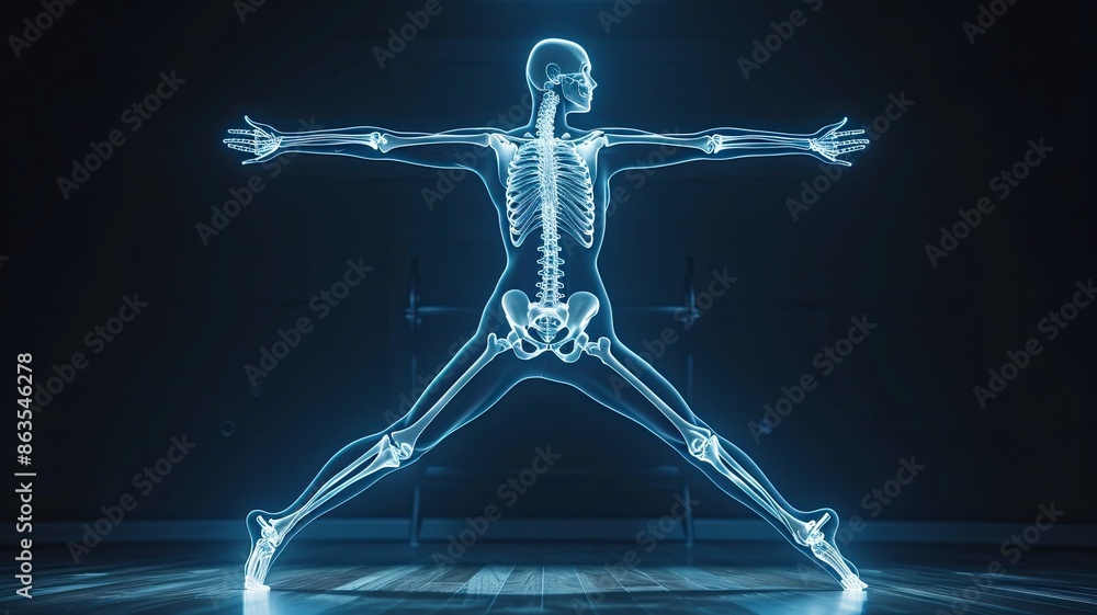 Ilustração X-Ray of Human Skeleton in Yoga Poses, X-ray images ...