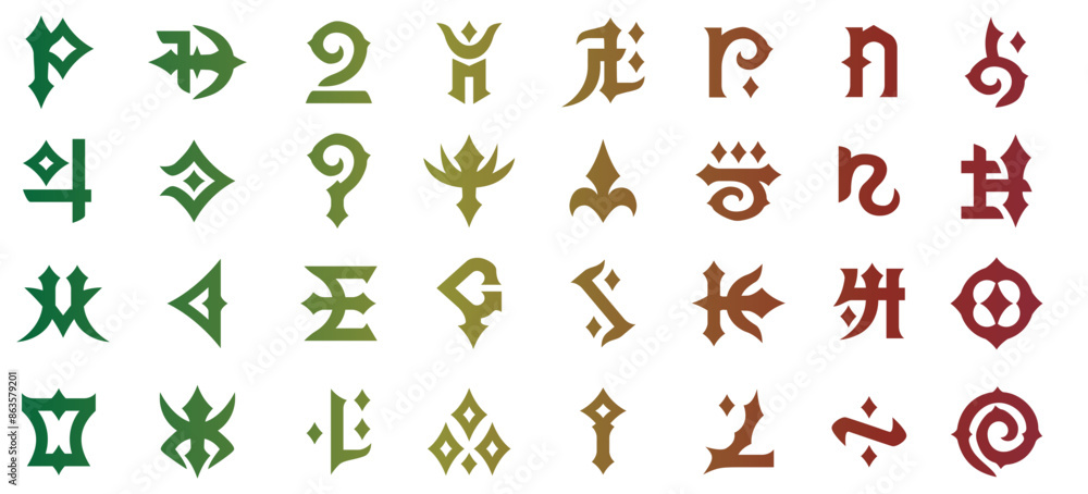 Tribal alphabet and symbol icon set Stock Vector | Adobe Stock