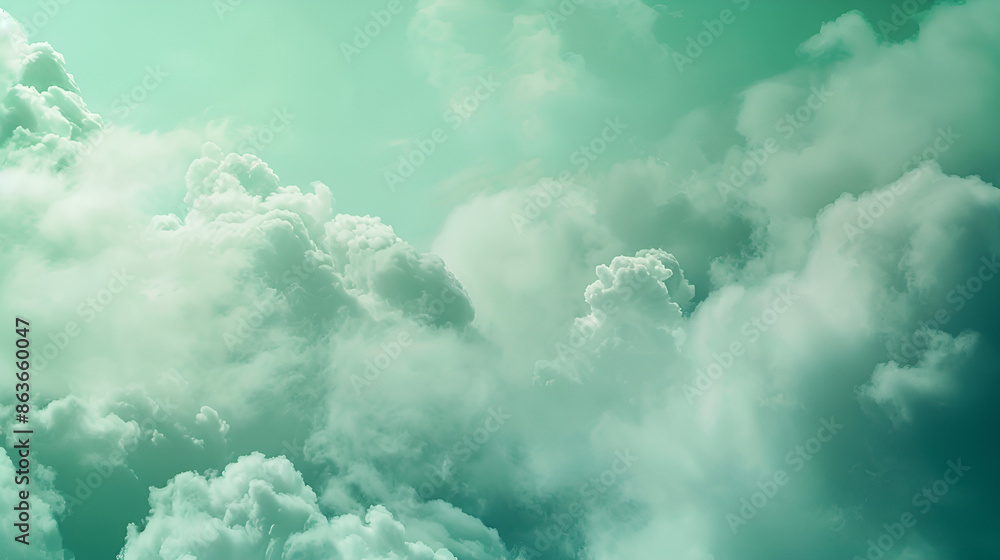 Green mint color sky with cloud background Refreshing Green Sky with ...