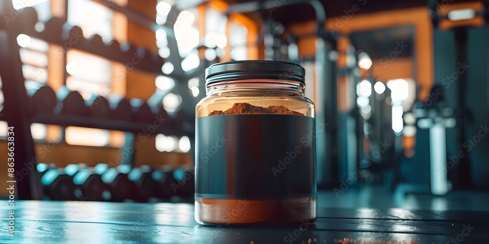 Mockup of Creatine Monohydrate Jar in Gym Setting for Sports Nutrition ...