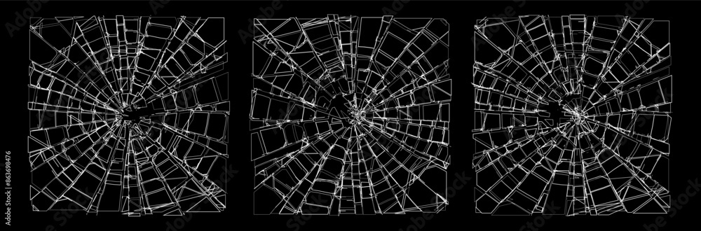 Broken Glass Squares with Cracks. Abstract Comic Book Flash Explosion ...