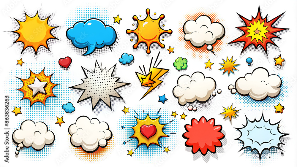 Vector set comic speech bubbles, book sound effects. Pop art messages ...