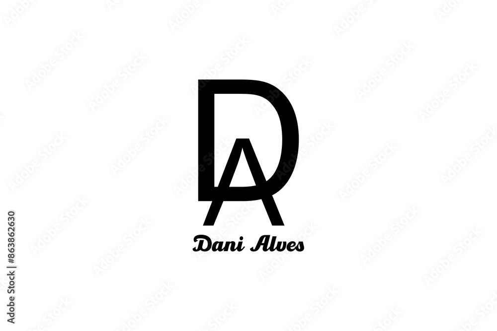 This is a simple black DA letter logo suitable for company logos with ...