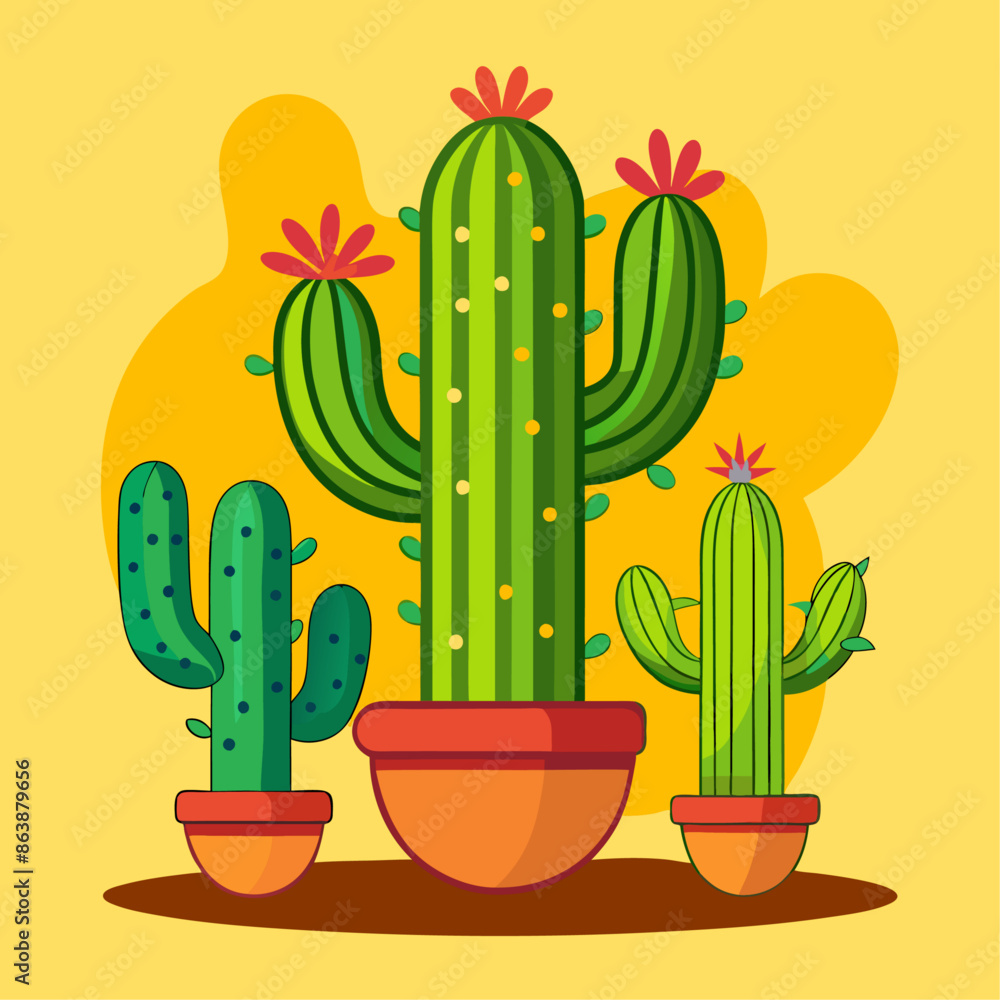 cacti clipart cartoon Illustration drawing Stock Vector | Adobe Stock