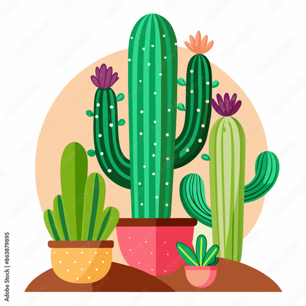 cacti clipart cartoon Illustration drawing Stock Vector | Adobe Stock
