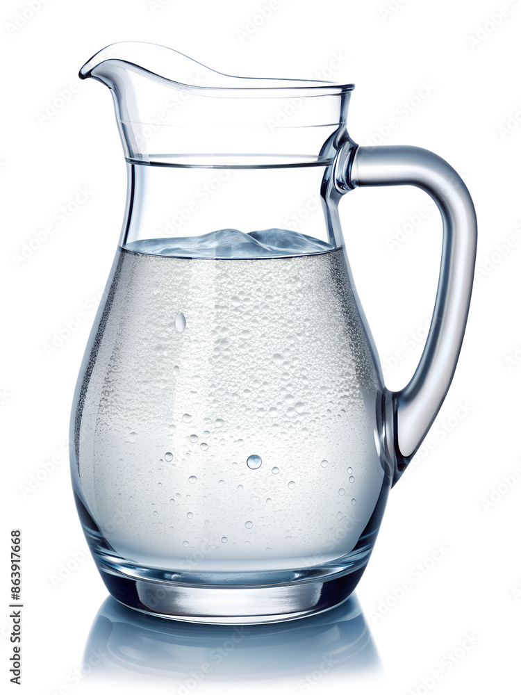 Clear water pitcher on isolated PNG background. realistic texture ...