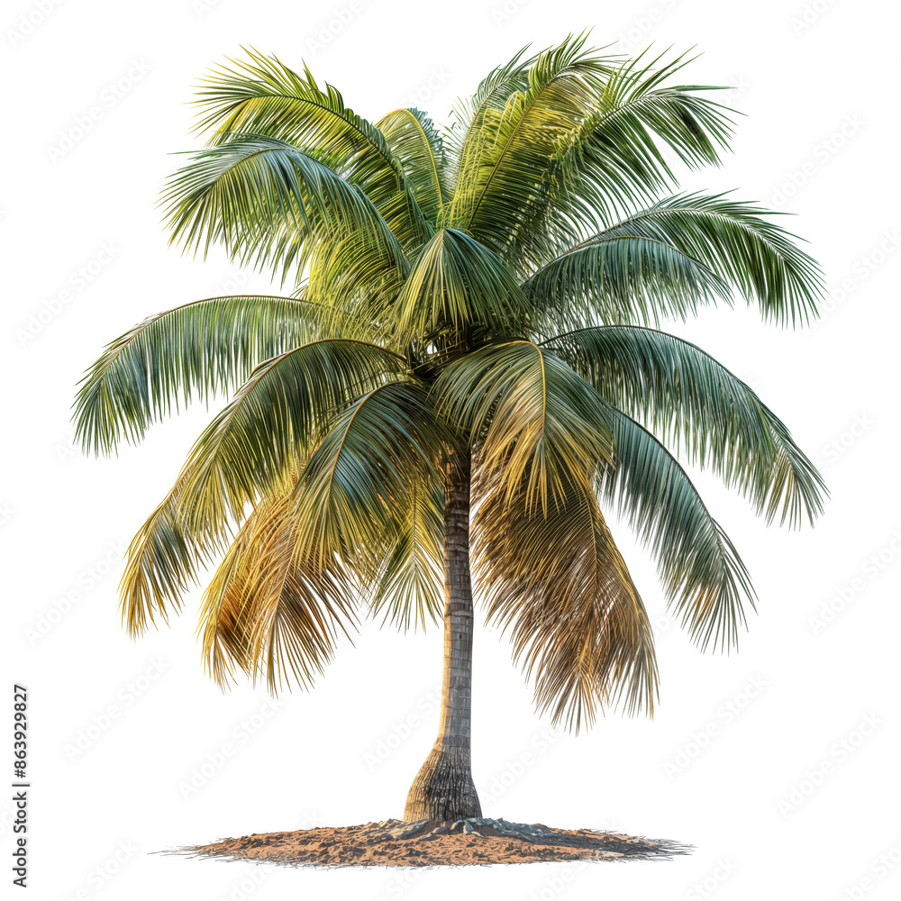 single coconut tree, PNG transparent background clipart, Generative Ai ...