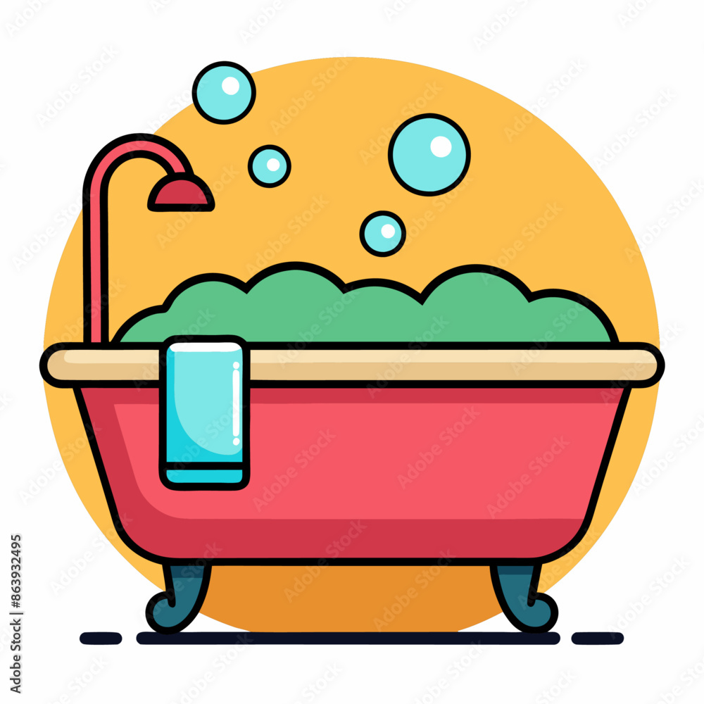 bathtub clipart cartoon Illustration drawing Stock Vector | Adobe Stock