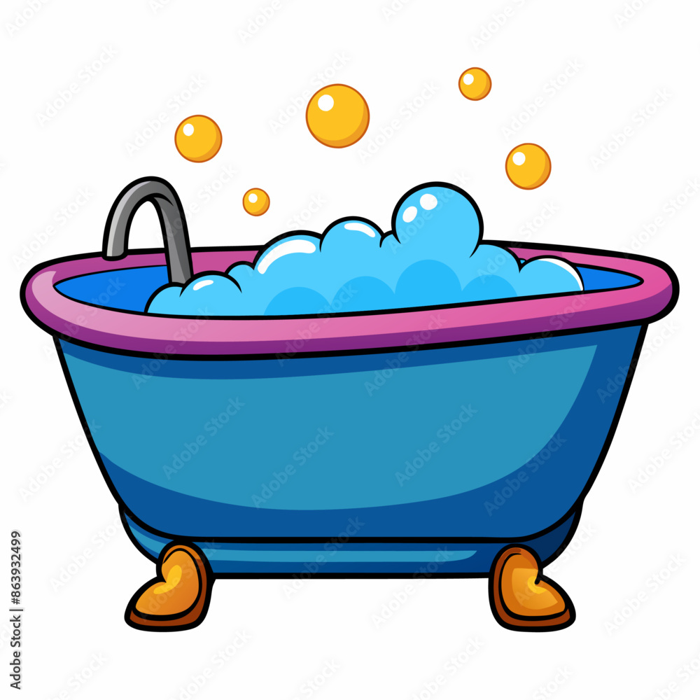 bathtub clipart cartoon Illustration drawing Stock Vector | Adobe Stock