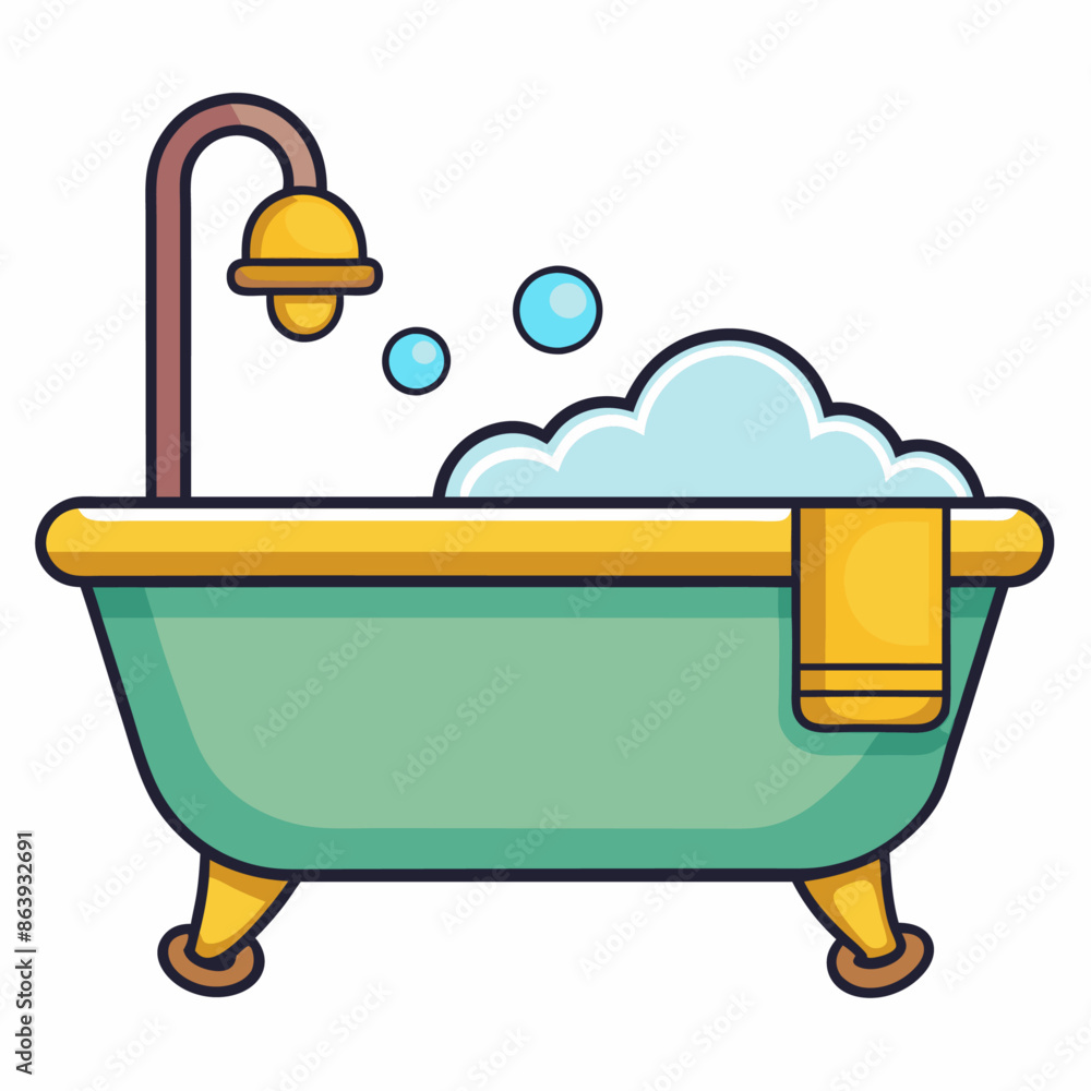 bathtub clipart cartoon Illustration drawing Stock Vector | Adobe Stock