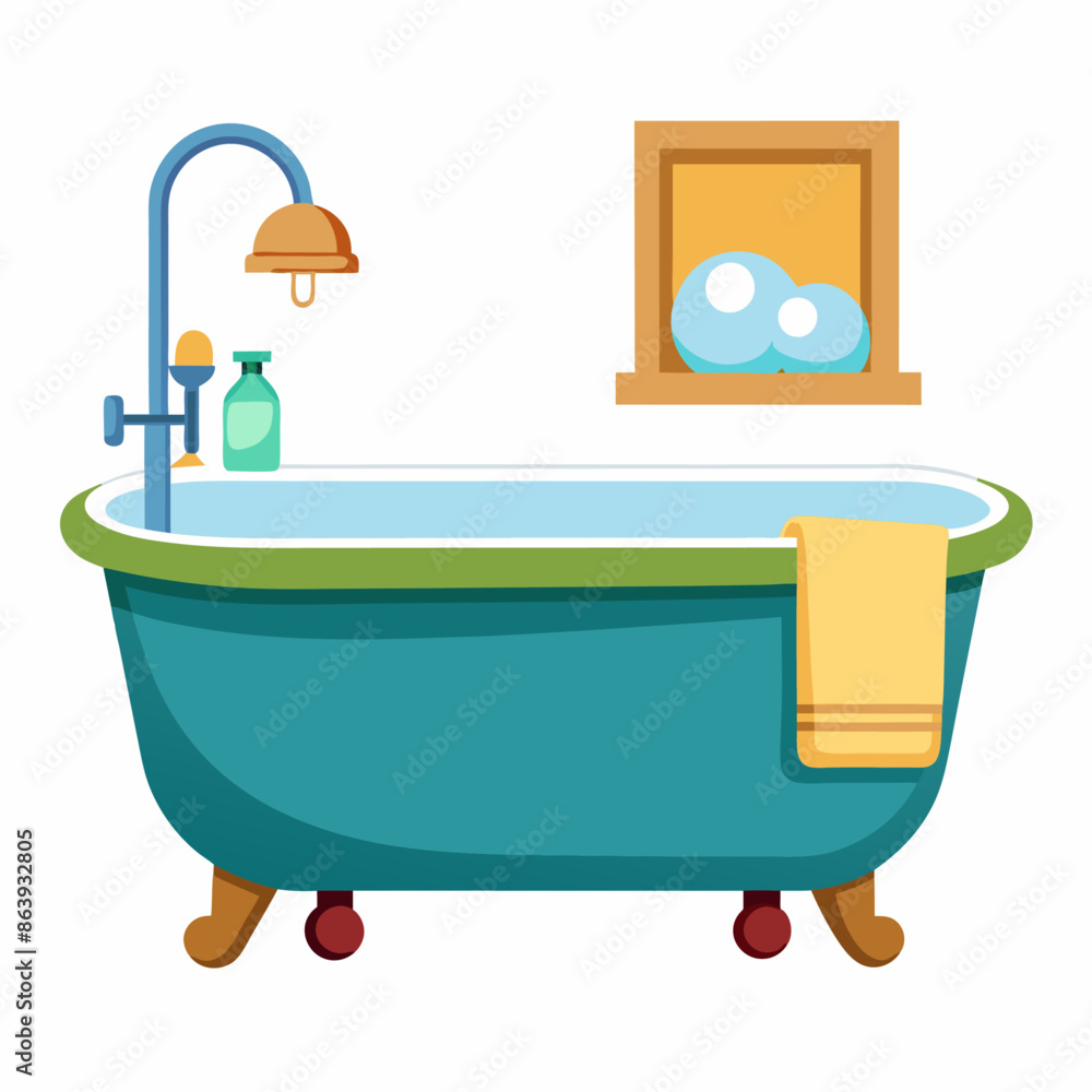 bathtub clipart cartoon Illustration drawing Stock Vector | Adobe Stock