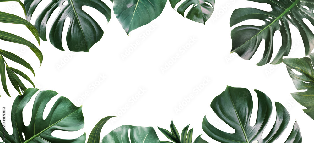 monstera leaves frame border design background or foreground design ...