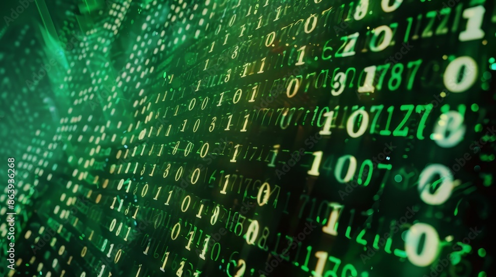 Text design animation shaped like binary computer code in the Matrix ...