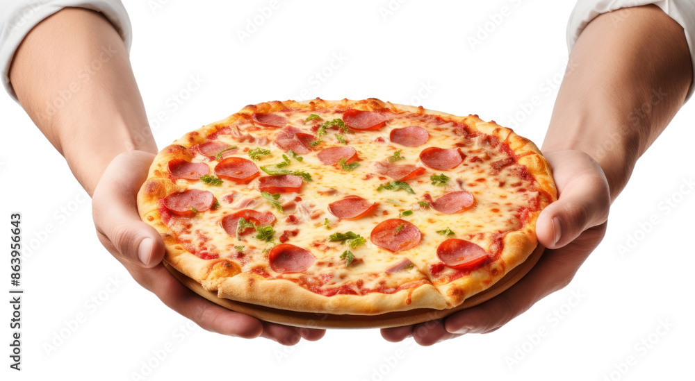 PNG Hands holding pizza food white background pepperoni. Stock Photo ...