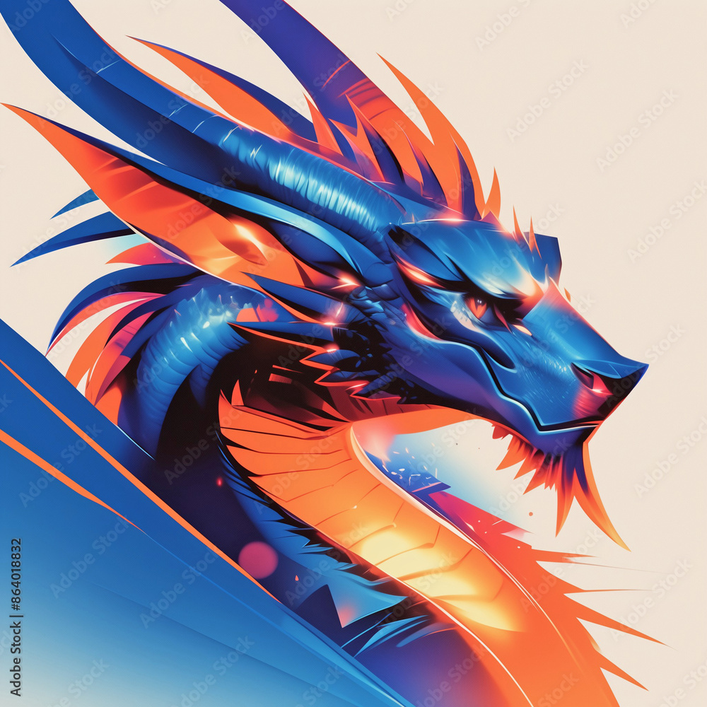 Dragon concept digital illustration. Dinosaur creative banner. Ancient ...