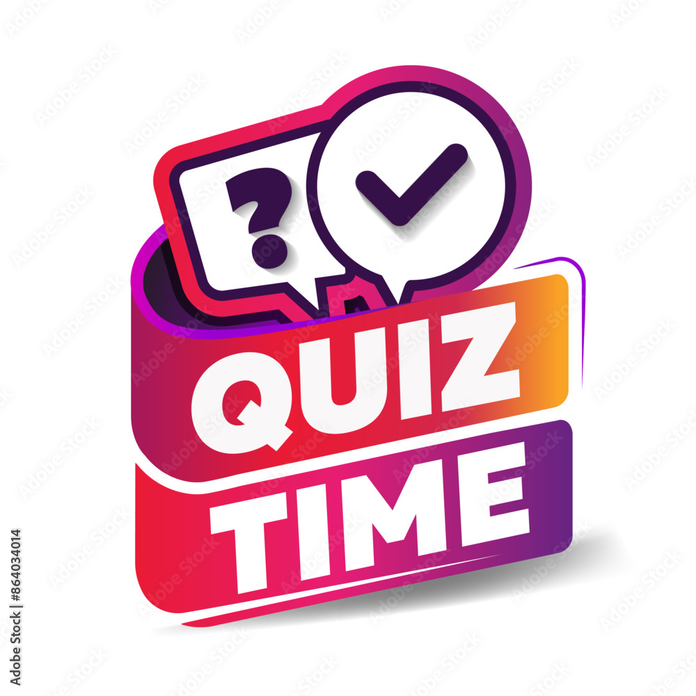 Quiz time game icon colorful vector logo or poll contest survey bubble ...
