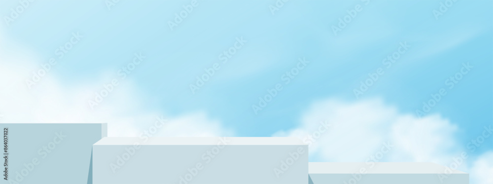 Sky,Cloud Background,Blue 3d Podium Platform Step,Summer Cosmetic ...