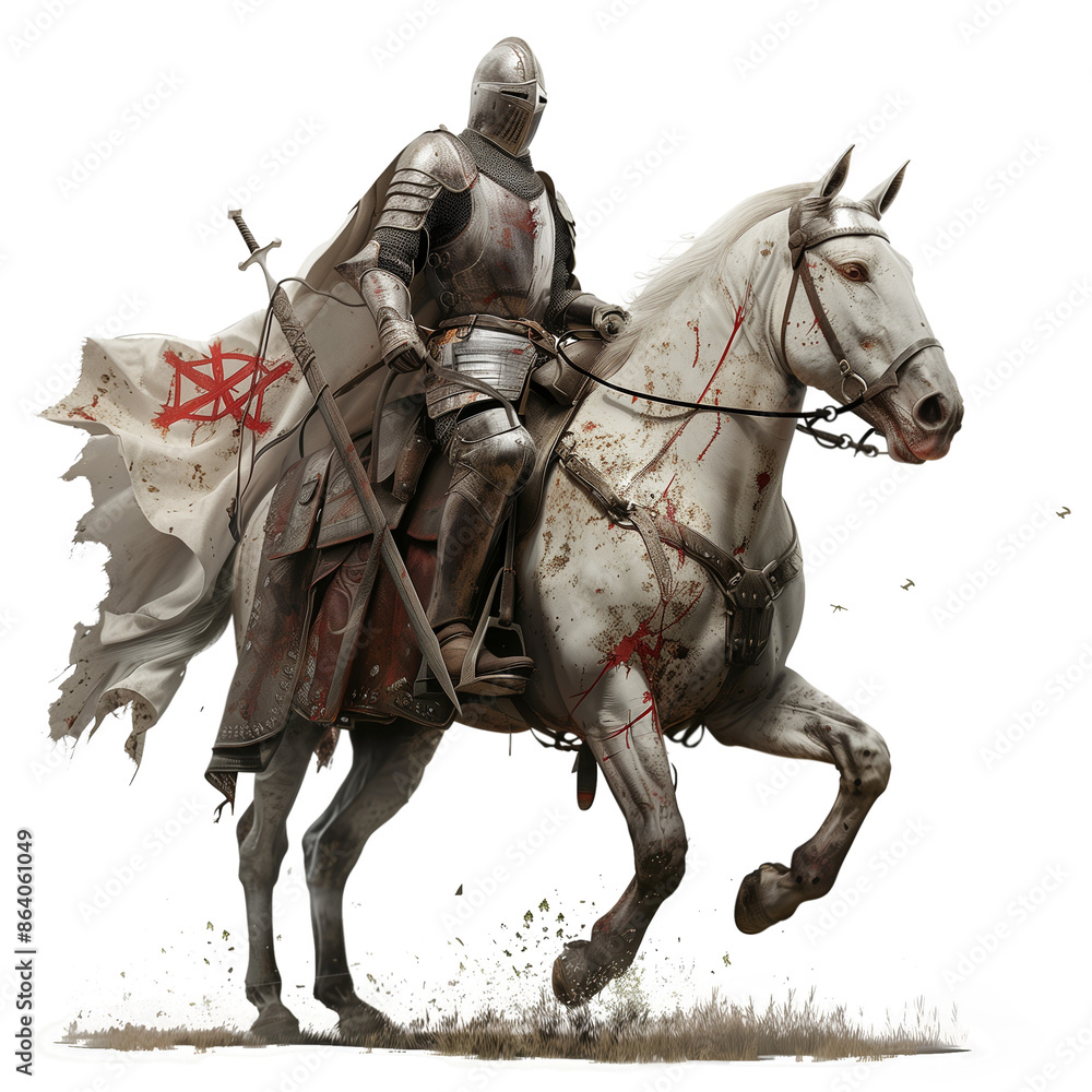 Medieval knight on horse transparent background, png format Stock ...