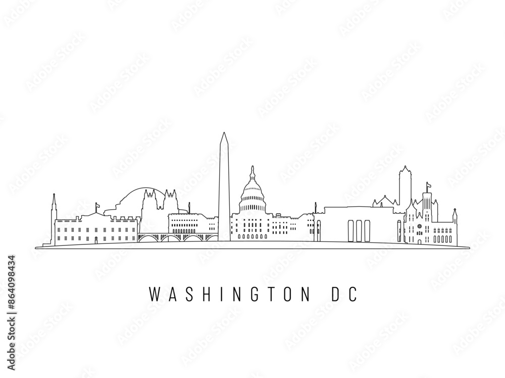 Detailed Washington DC skyline vector illustration. Washington, DC ...