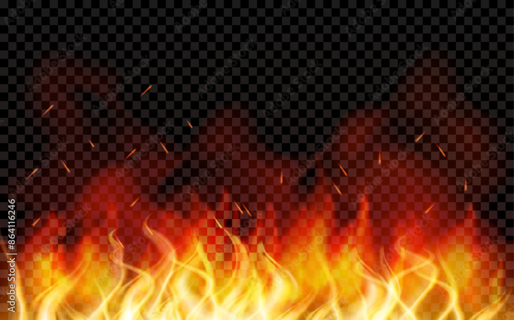 Fire background and flames effect. Sparks are realistic. Isolated ...