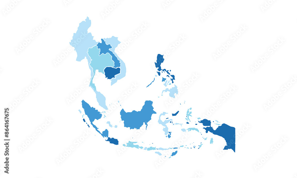 Map of southeast asia isolated modern colorful style. for website ...