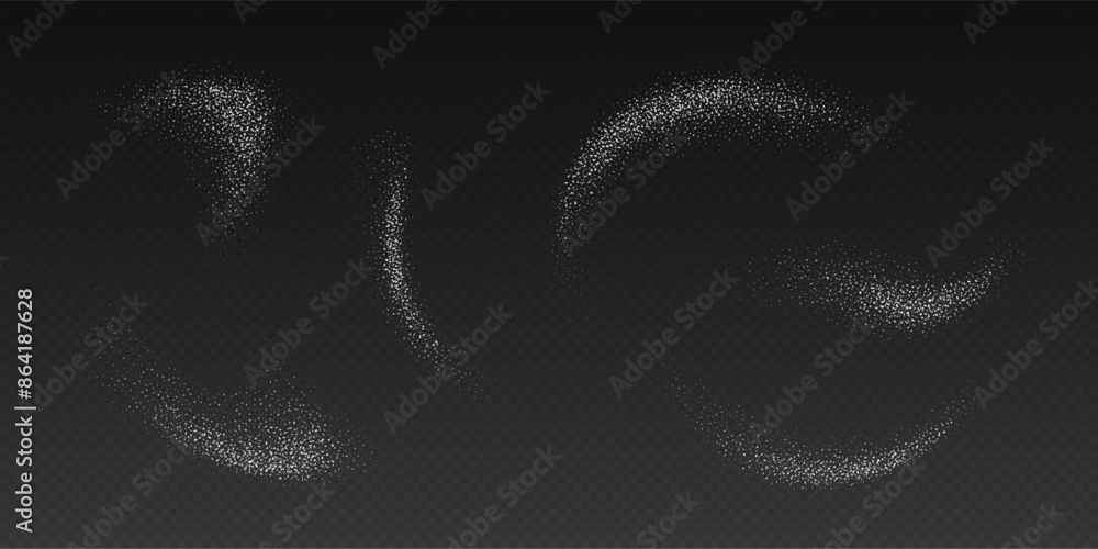 Sugar powder splash, flying salt, baking flour top view. White powder ...