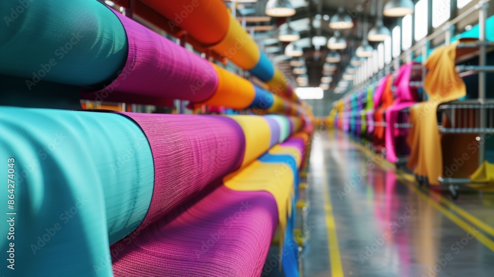 Futuristic Industrial Textile Factory Producing Smart Fabrics with ...
