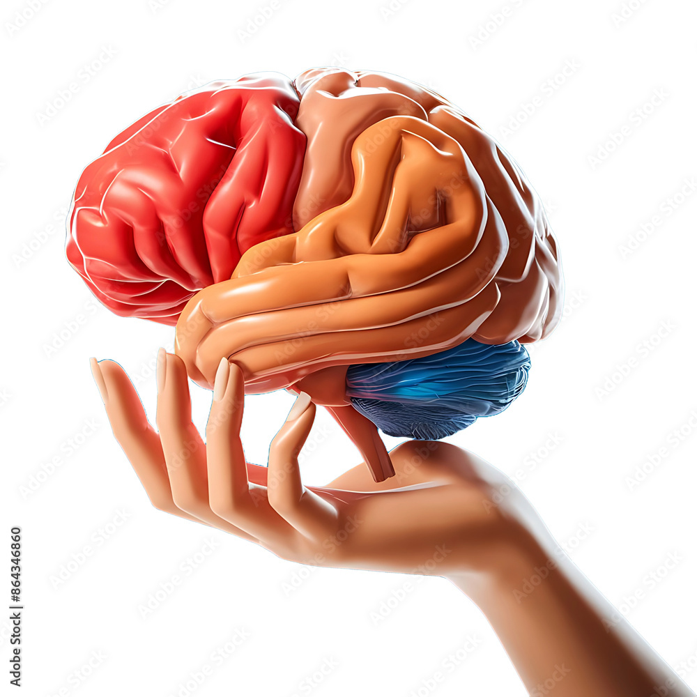 Human brain hand holding -world mental health day concept-organ ...