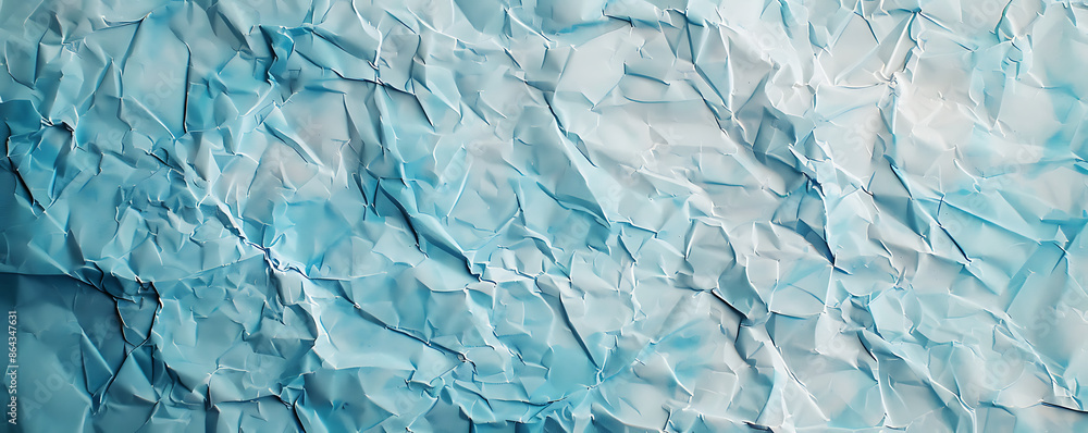 Light blue crumpled paper texture background displaying the intricate ...