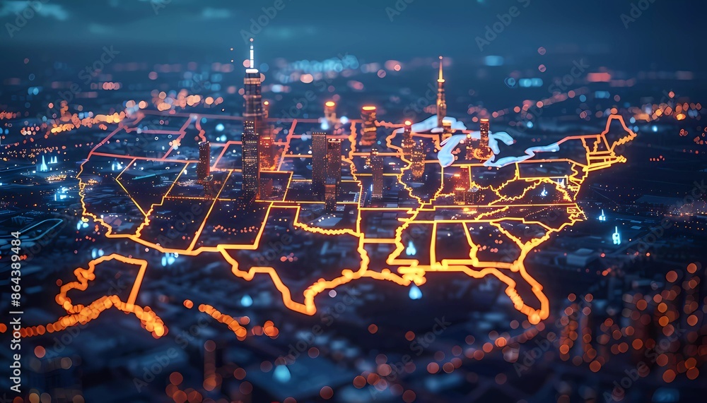 Ilustración de Stock Industry 4.0 in North America, map of industrial ...
