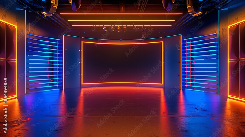 News studio, backdrop for tv shows modern design, virtual news studio ...