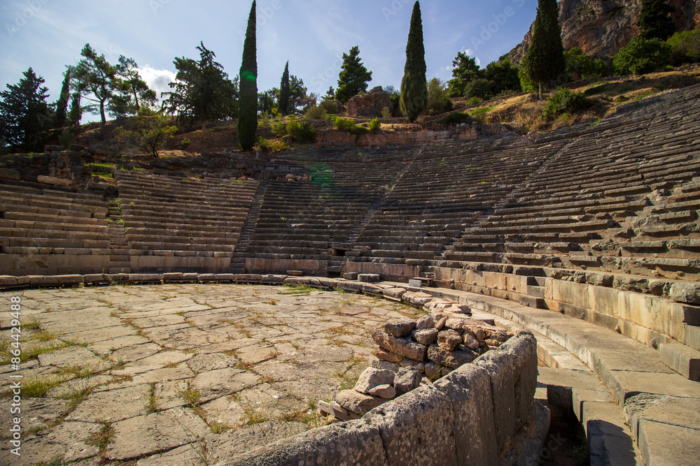 Ancient amphitheater of Delphi. Famous Archaeological site in Greece ...