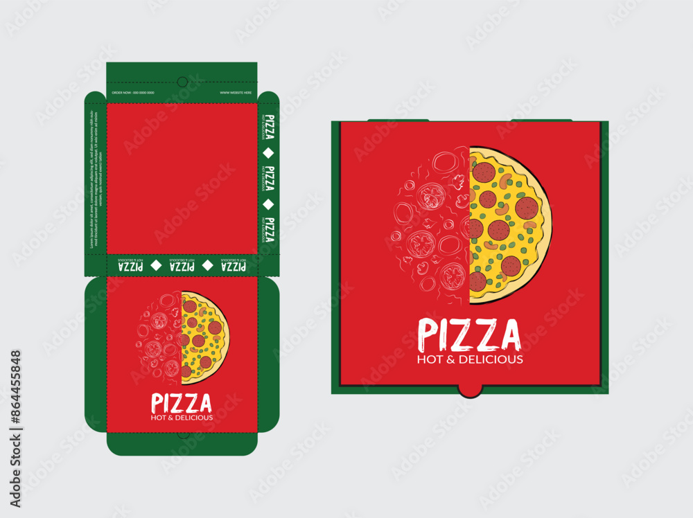 Vetor Pizza Box Design, Pizza Packaging Design, Pizza Box Design ...