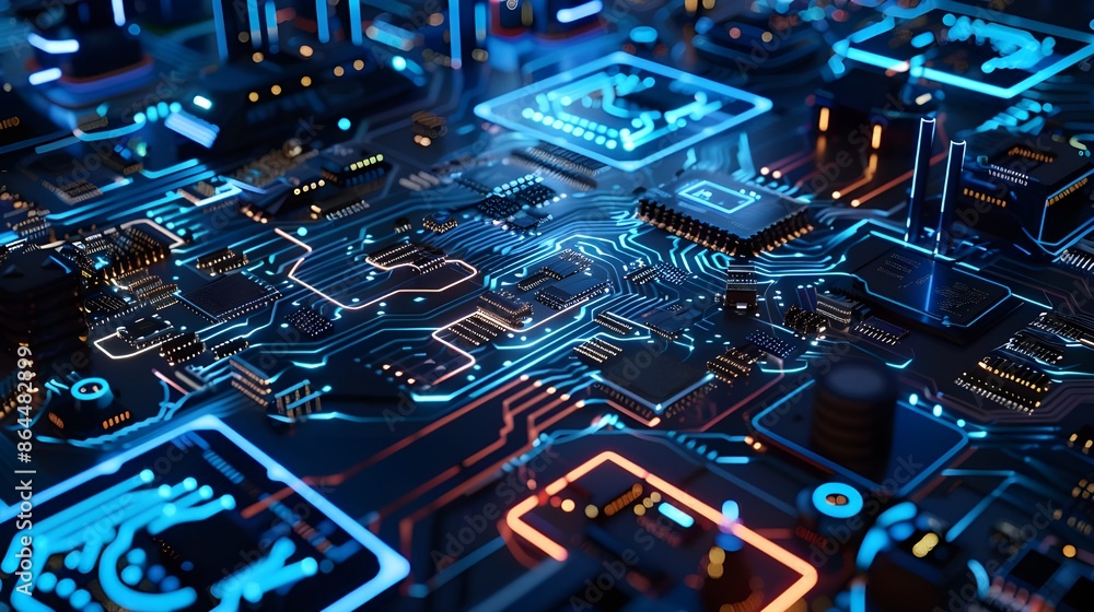 Advanced computing technology background, futuristic circuit board ...