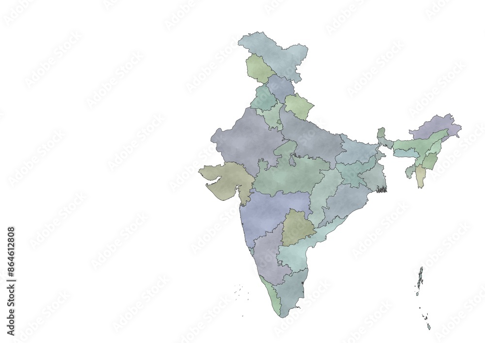 India map isolated on white background. India map with states. Indian ...