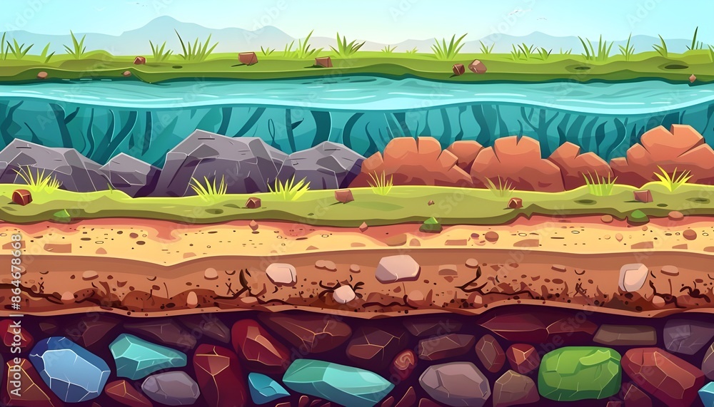 Cut ground layer for game ui platform design Stock Illustration | Adobe ...