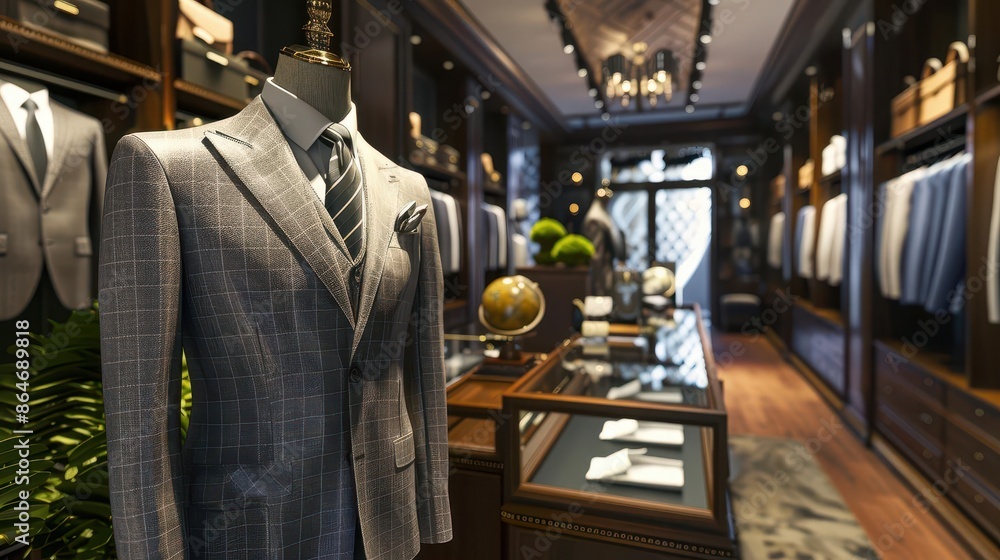 sophisticated menswear display in highend suit store tailored suits on ...