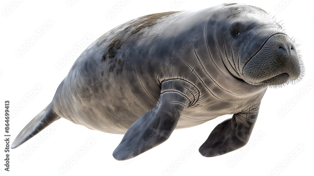 2. Produce a high-definition illustration of a manatee, featuring its ...