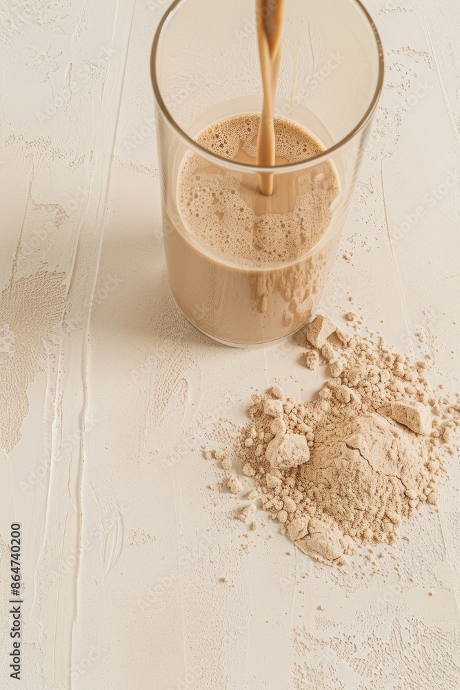 Preparing a Clear Protein Shake in a Modern Kitchen Close-up of Powder ...