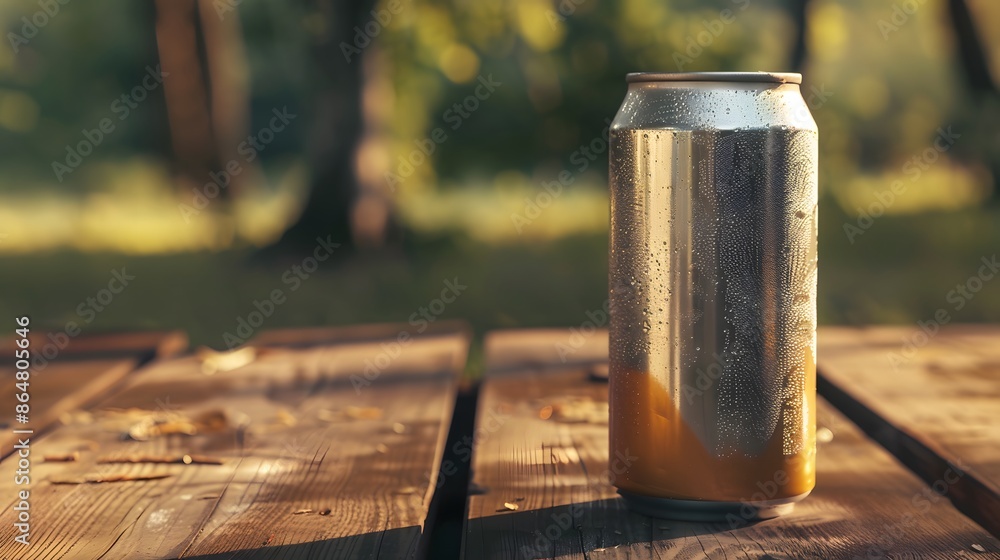 Blank Label Soda Can: A soda can with no label on a picnic table. Stock ...