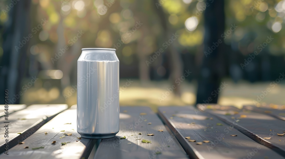 Blank Label Soda Can: A soda can with no label on a picnic table. Stock ...
