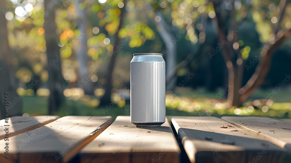 Blank Label Soda Can: A soda can with no label on a picnic table. Stock ...